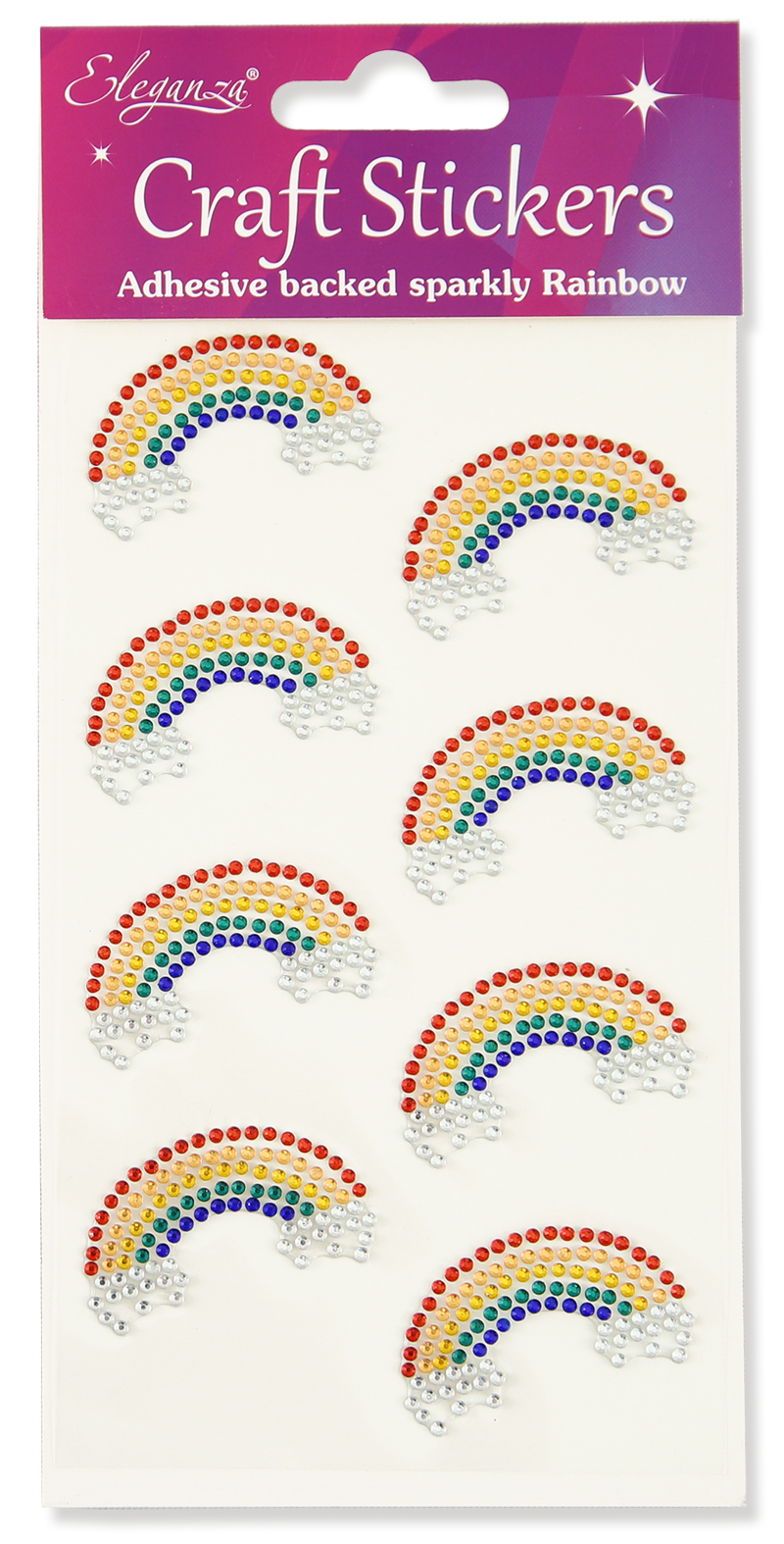 Eleganza Craft Sticker 8pcs Diamante Rainbow - Craft Stickers - Craft