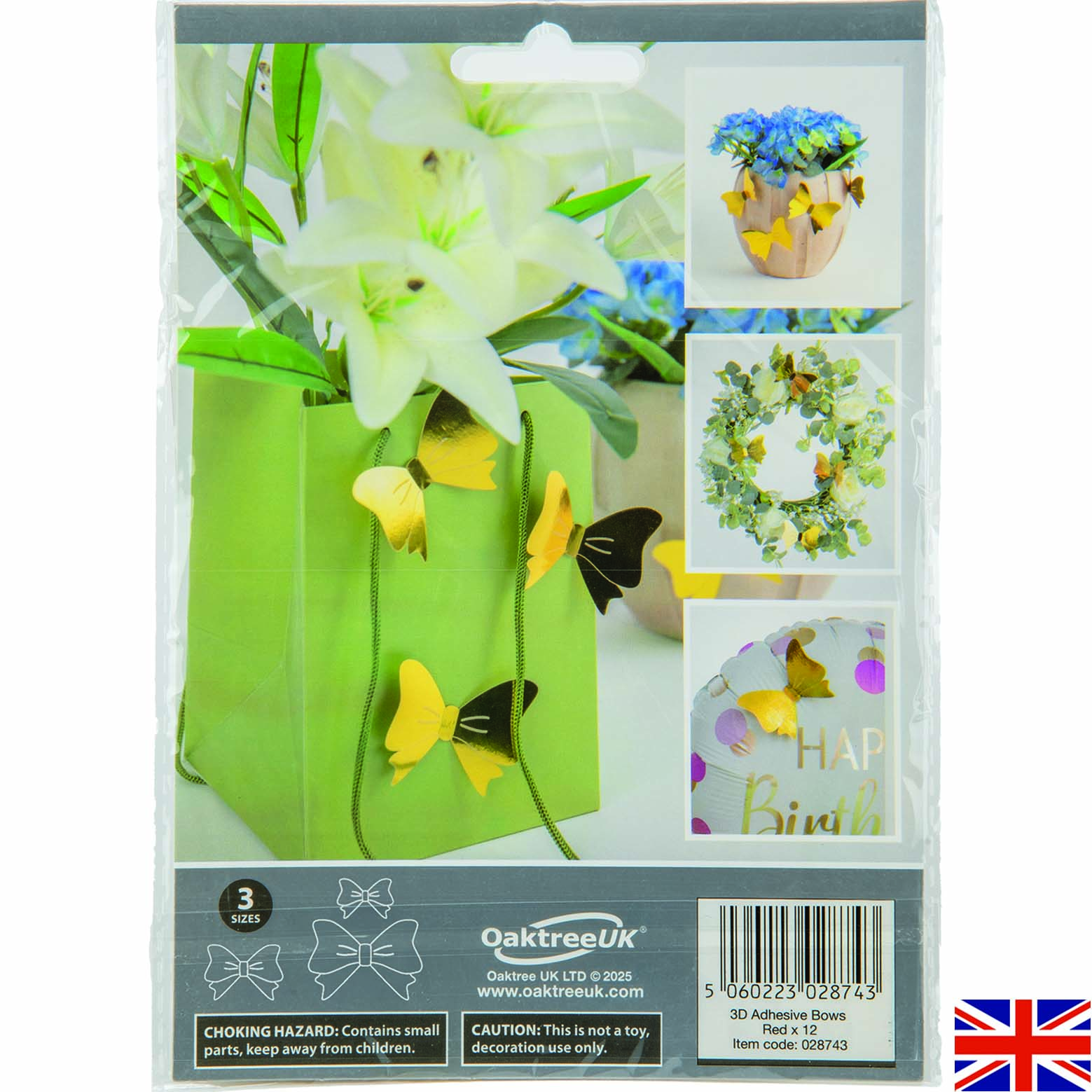 3D Adhesive Bows Red x 12 - Craft