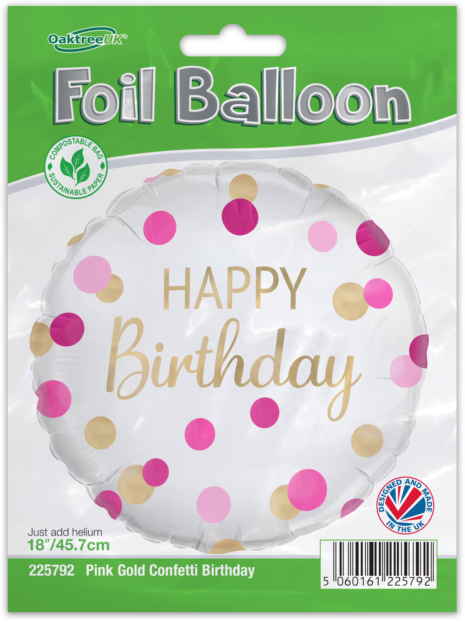 Oaktree 18inch Pink Gold Confetti Birthday Birthday 18 Foil