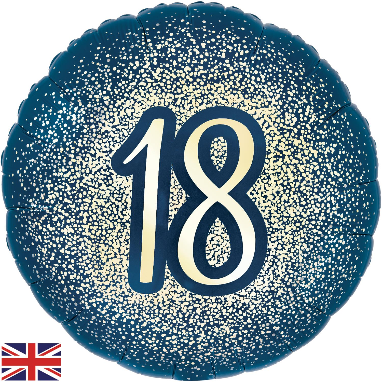 Oaktree 18inch 18th Metallic Glitter Birthday Navy Gold - Age