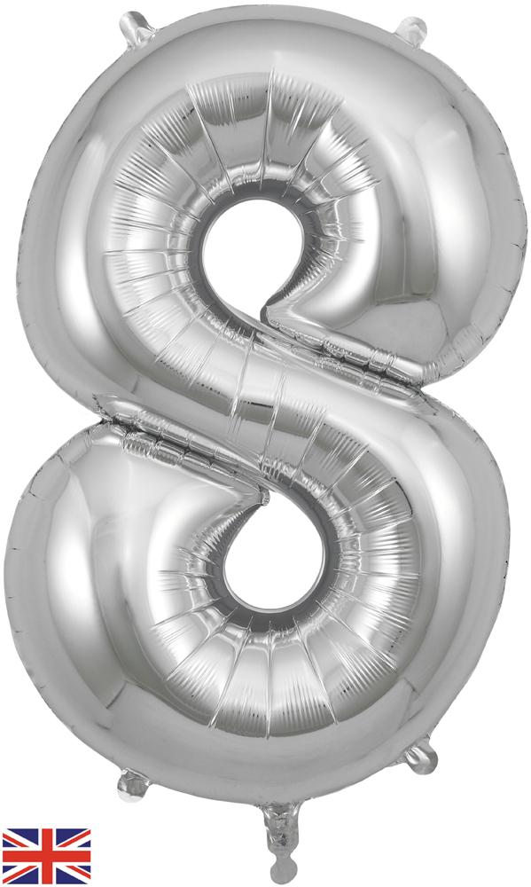 Oaktree 34inch Number 8 Silver - Oaktree 34" Foil Numbers - Foil