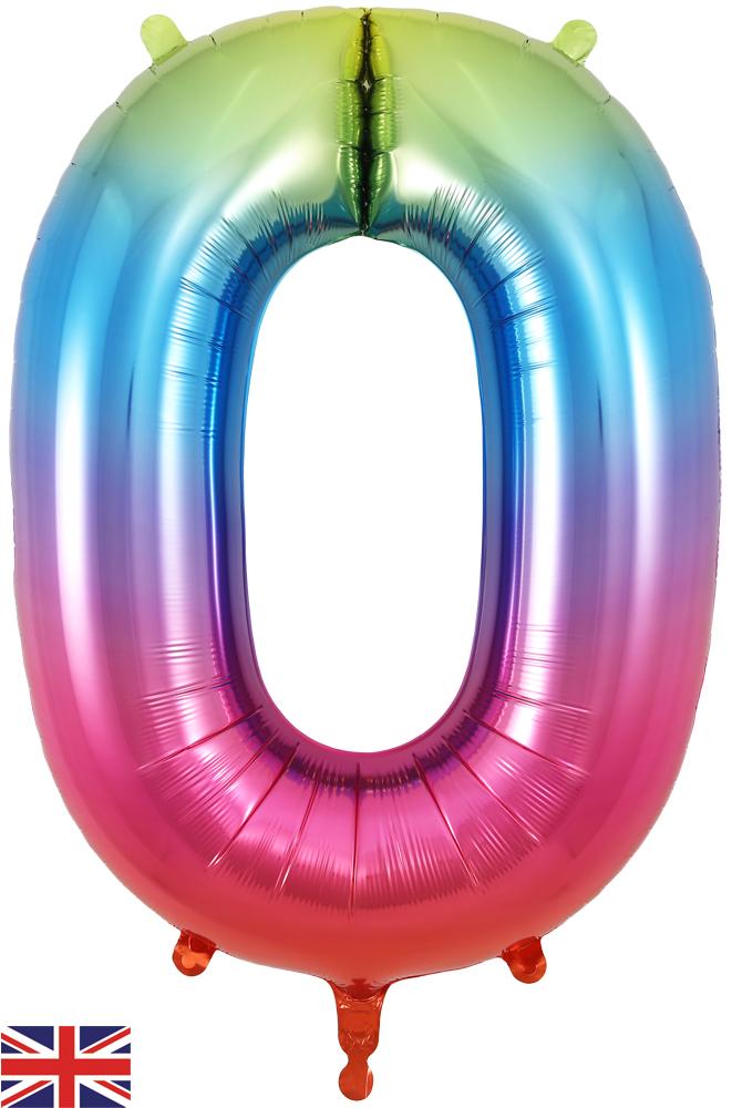 Oaktree 34inch Number 0 Rainbow - Oaktree 34" Foil Numbers - Foil