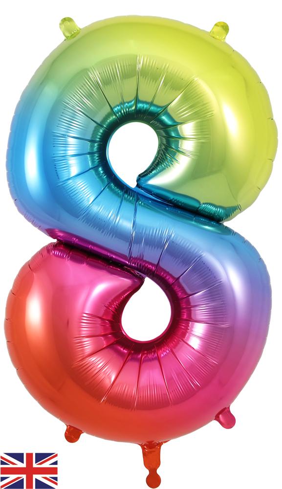 Oaktree 34inch Number 8 Rainbow - Oaktree 34" Foil Numbers - Foil