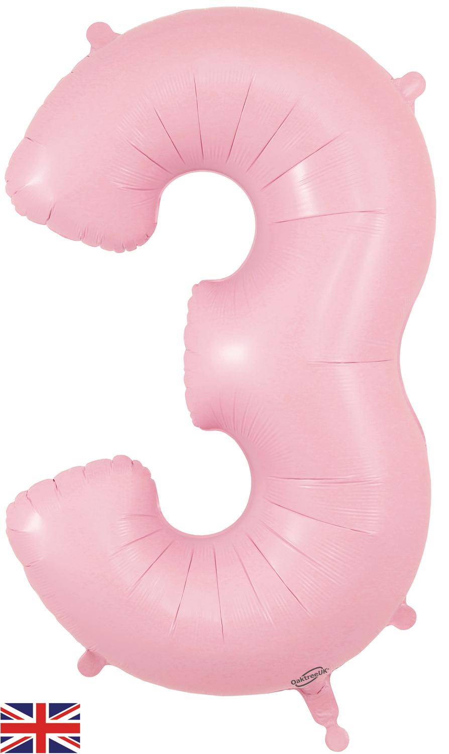 Oaktree 34inch Number 3 Matte Pink - Oaktree 34" Foil Numbers