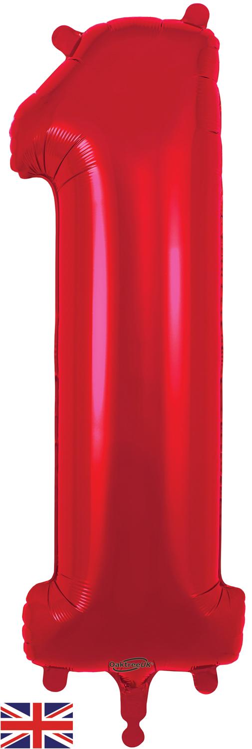 Oaktree 34inch Number 1 Red - Oaktree 34" Foil Numbers - Foil Balloons