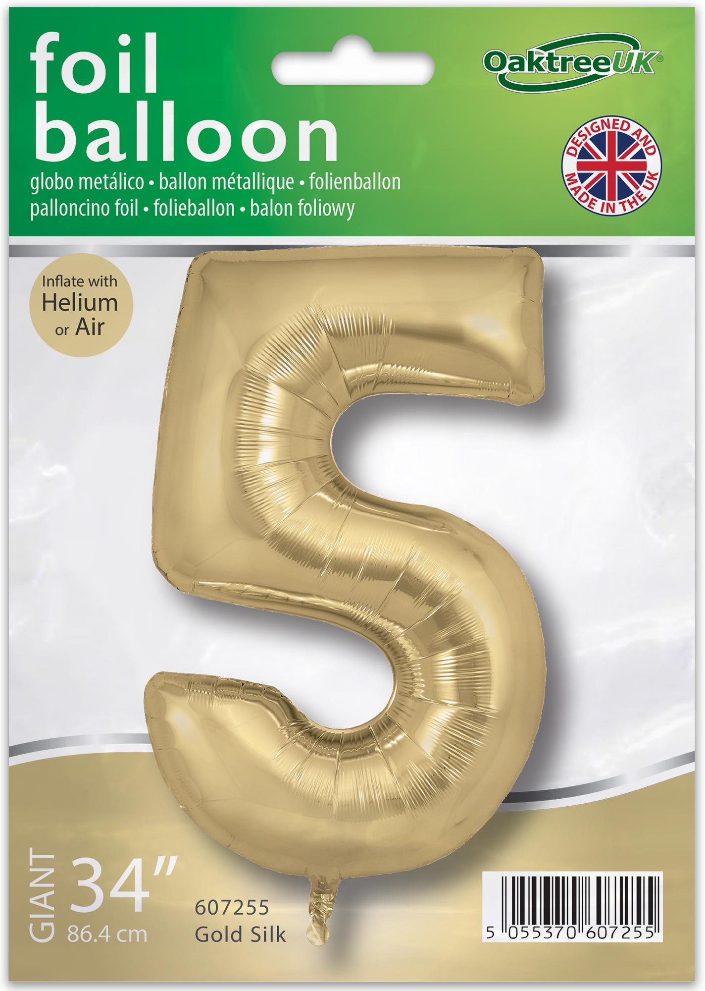 Oaktree 34inch Number 5 Gold Silk - Oaktree 34" Foil Numbers - Foil