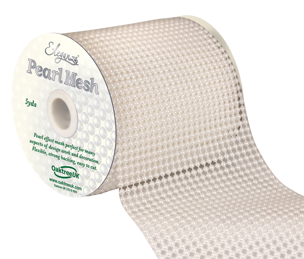 Eleganza Pearl Mesh 11.5cm x 4.5m White No.01 - Eleganza® Pearl