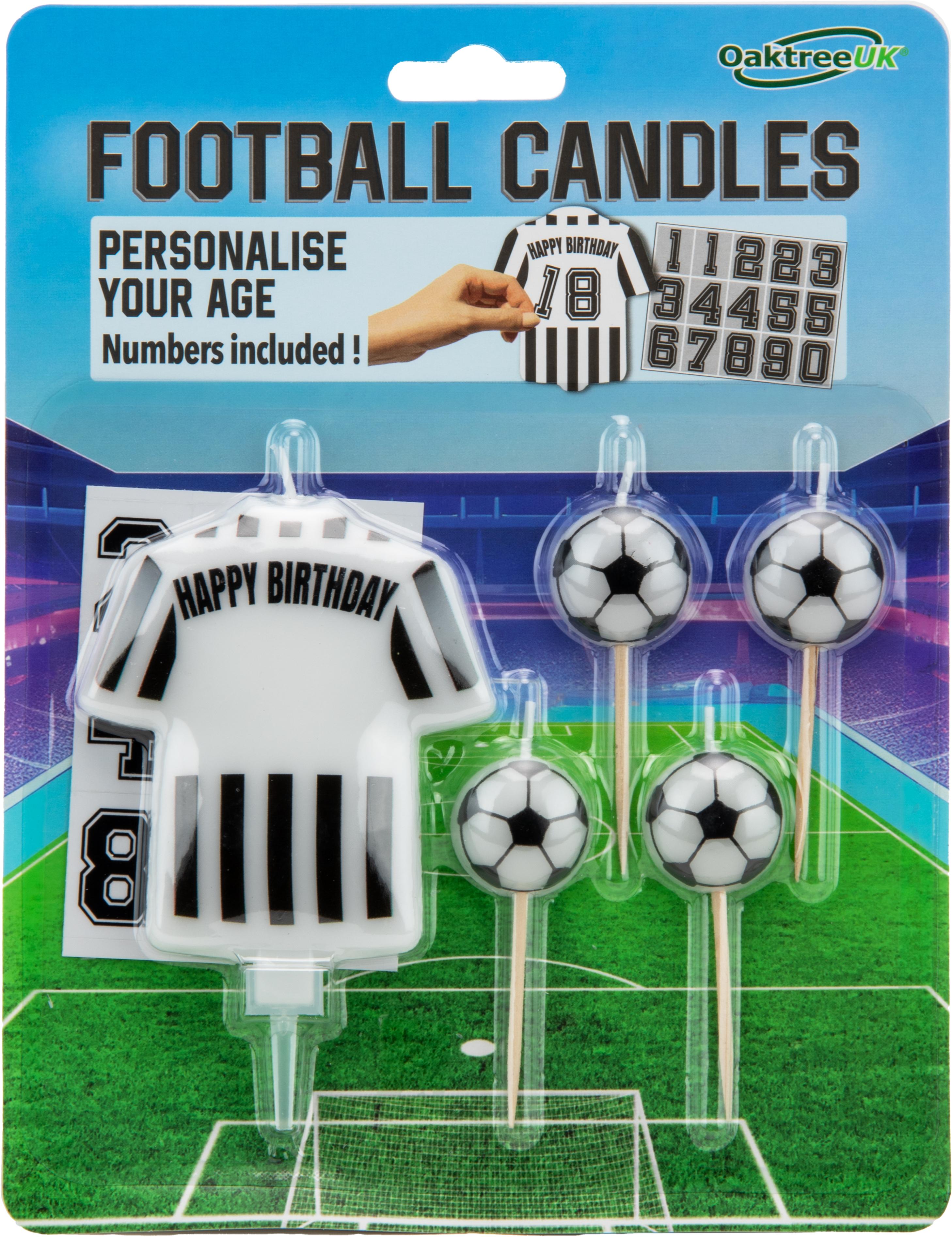 8cm Football Shirt Candle Black and White Stripe - Cake Candles