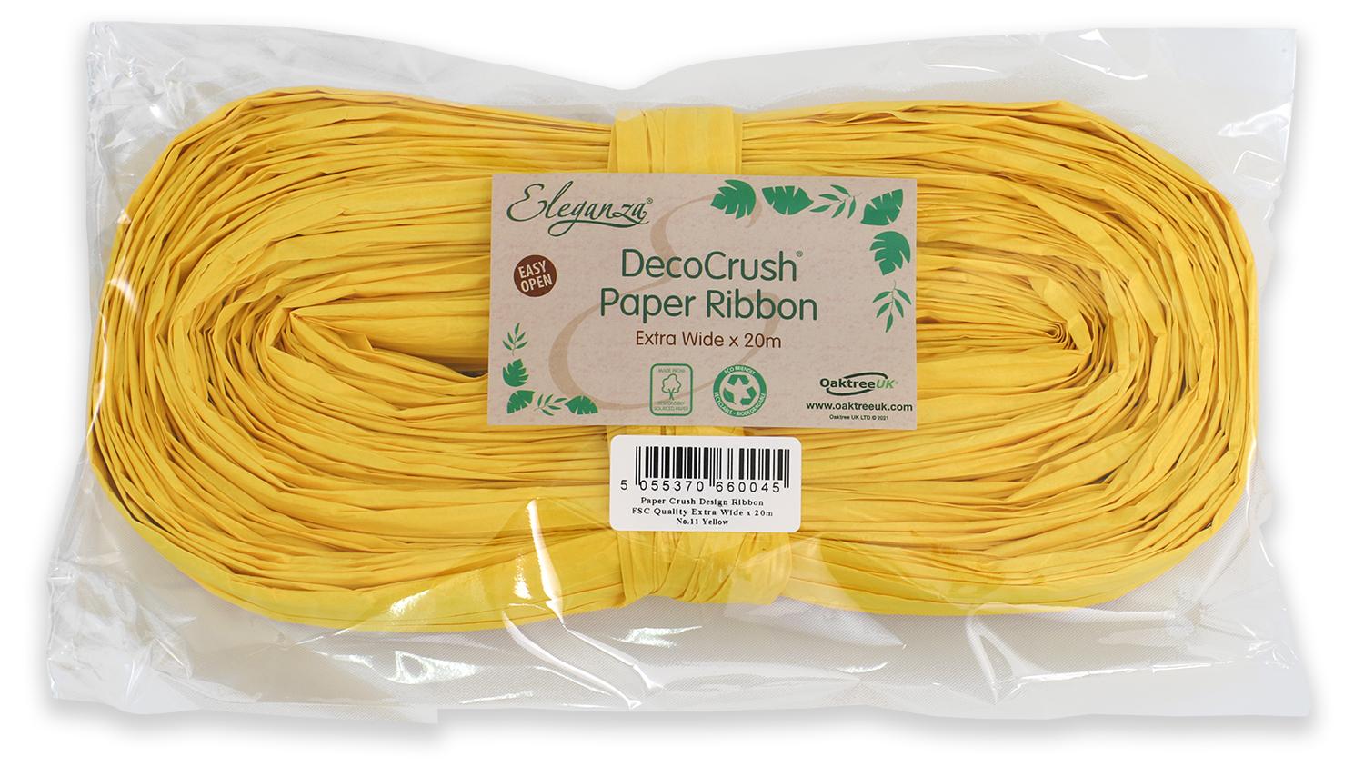 Paper Crush Design Ribbon FSC Quality Extra Wide x 20m No.11 Yellow
