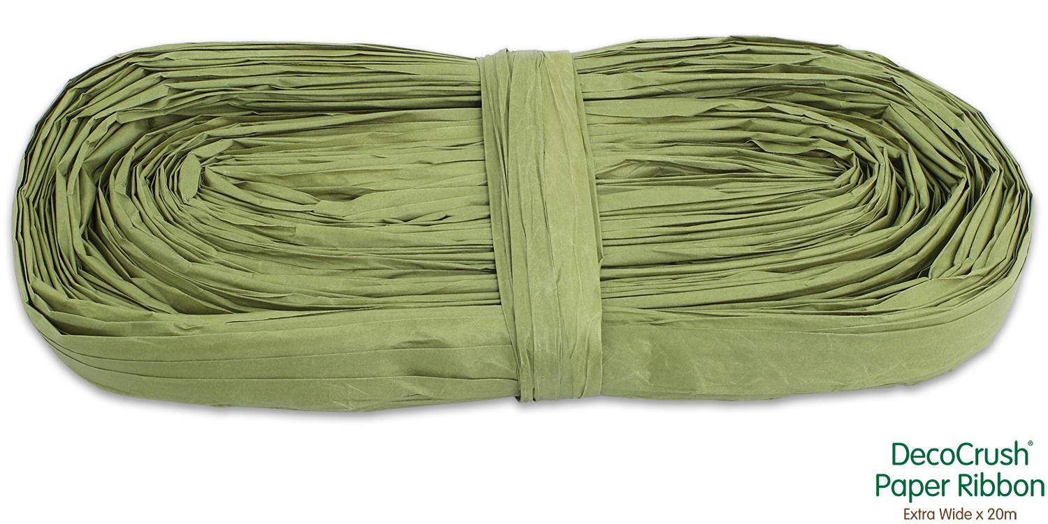 Paper Crush Design Ribbon FSC Quality Extra Wide x 20m No.51 Sage