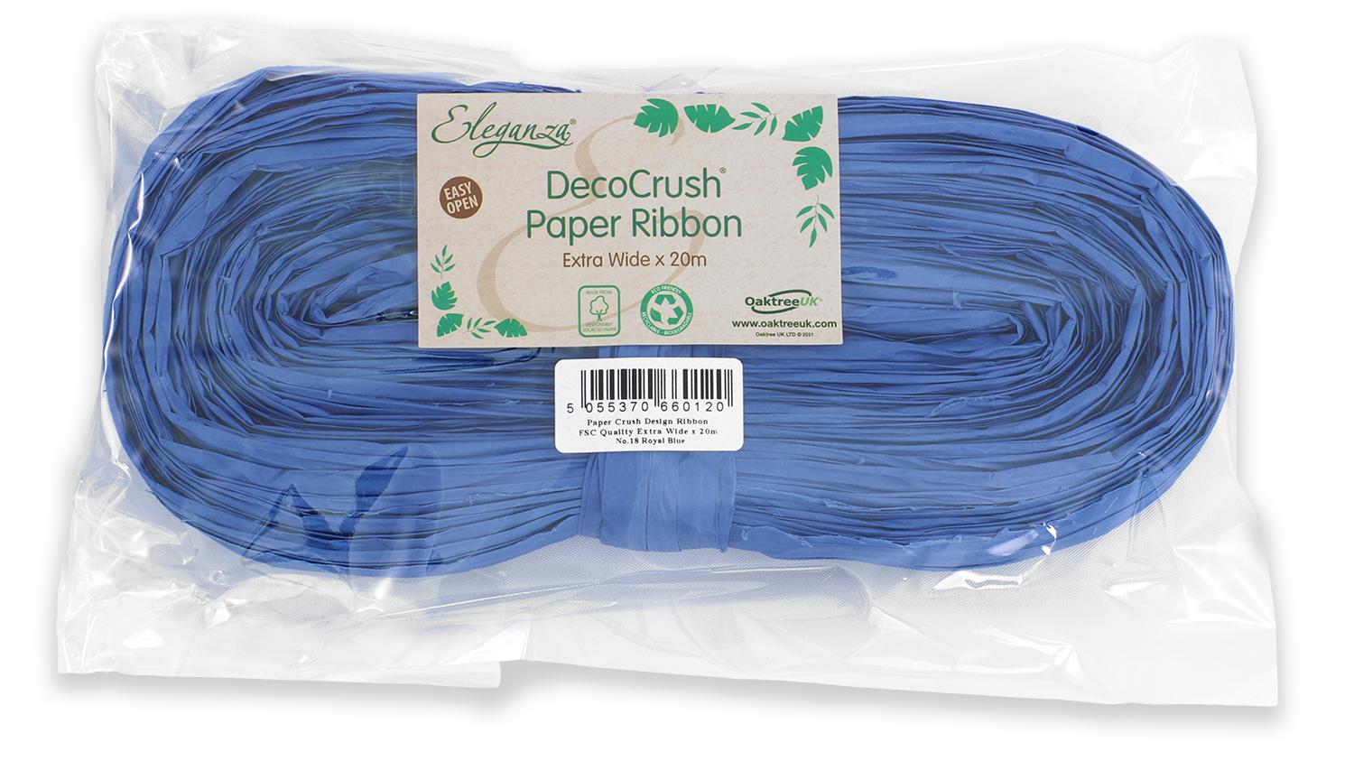 Paper Crush Design Ribbon FSC Quality Extra Wide x 20m No.18 Royal