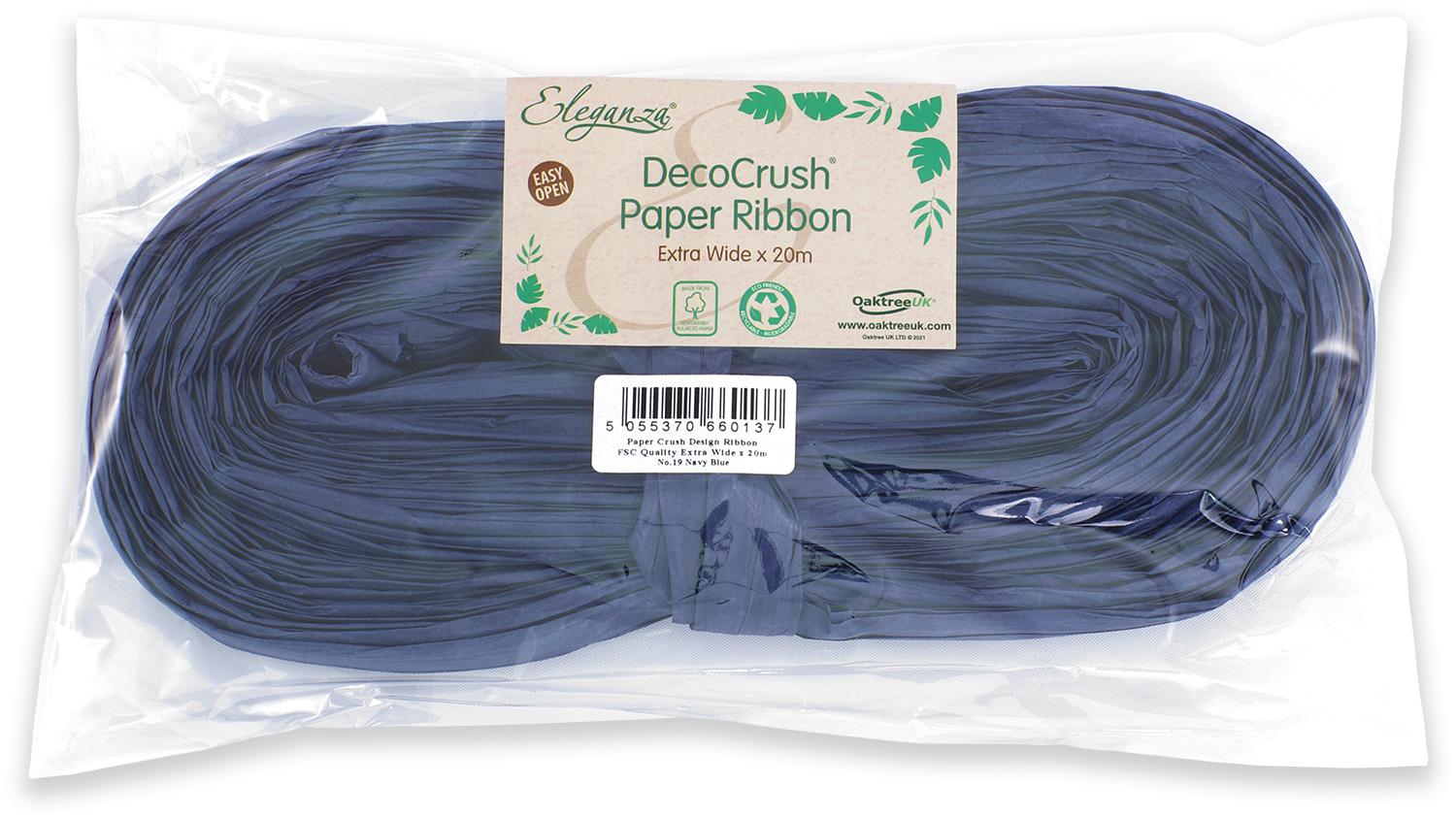 Paper Crush Design Ribbon FSC Quality Extra Wide x 20m No.19 Navy