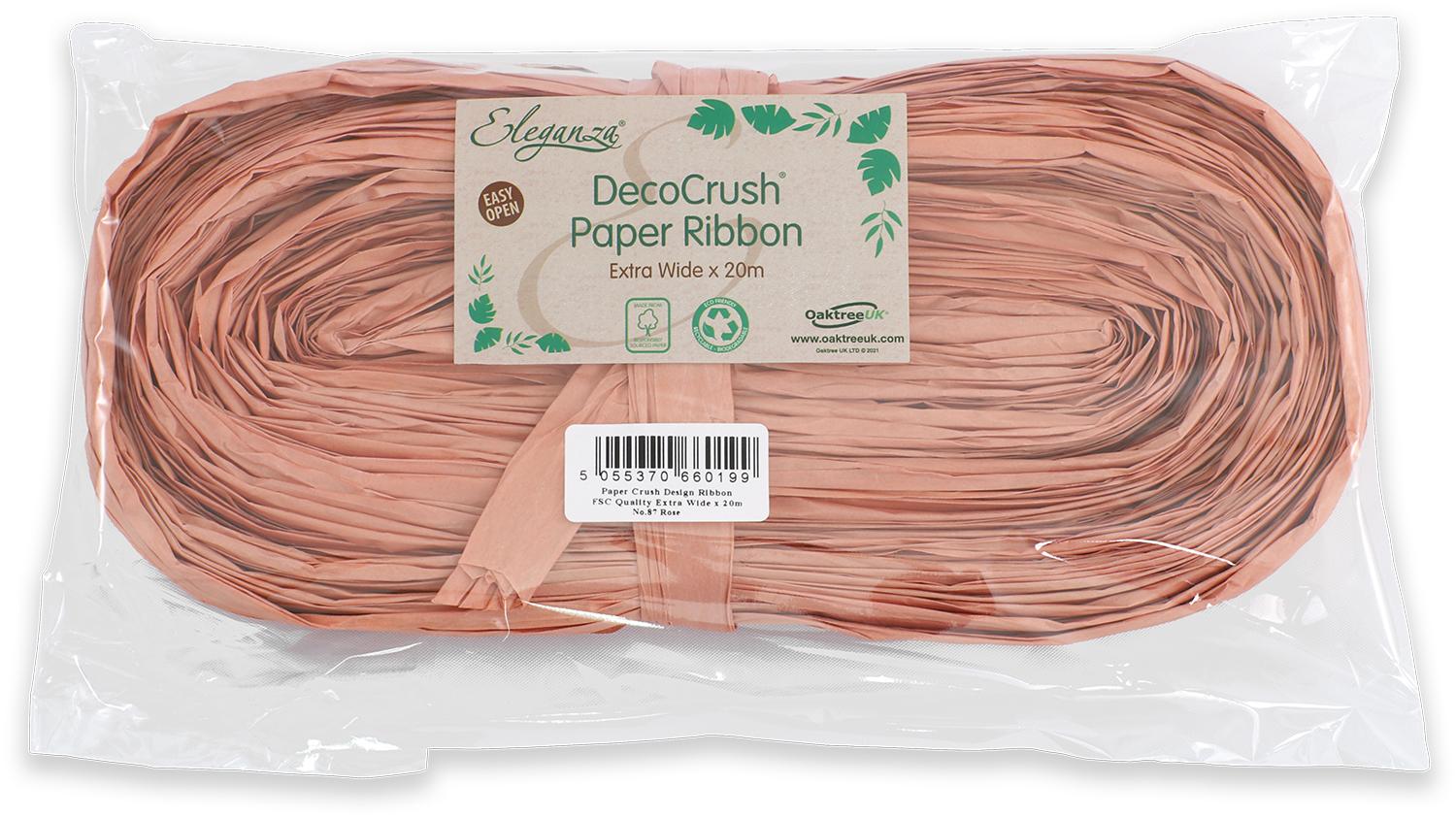 Paper Crush Design Ribbon FSC Quality Extra Wide x 20m No.87 Rose