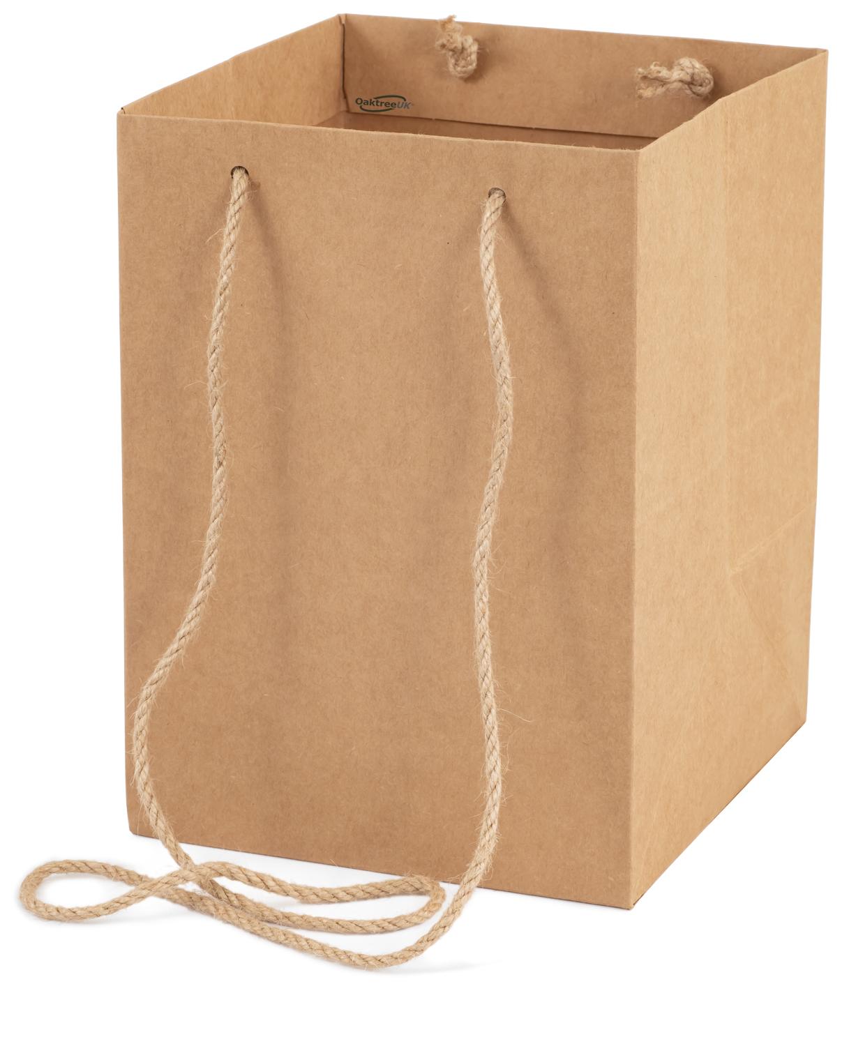 Oaktree Hand Tie Bag 18cm x 18cm x 25cm Natural No.02 Pack 10pcs
