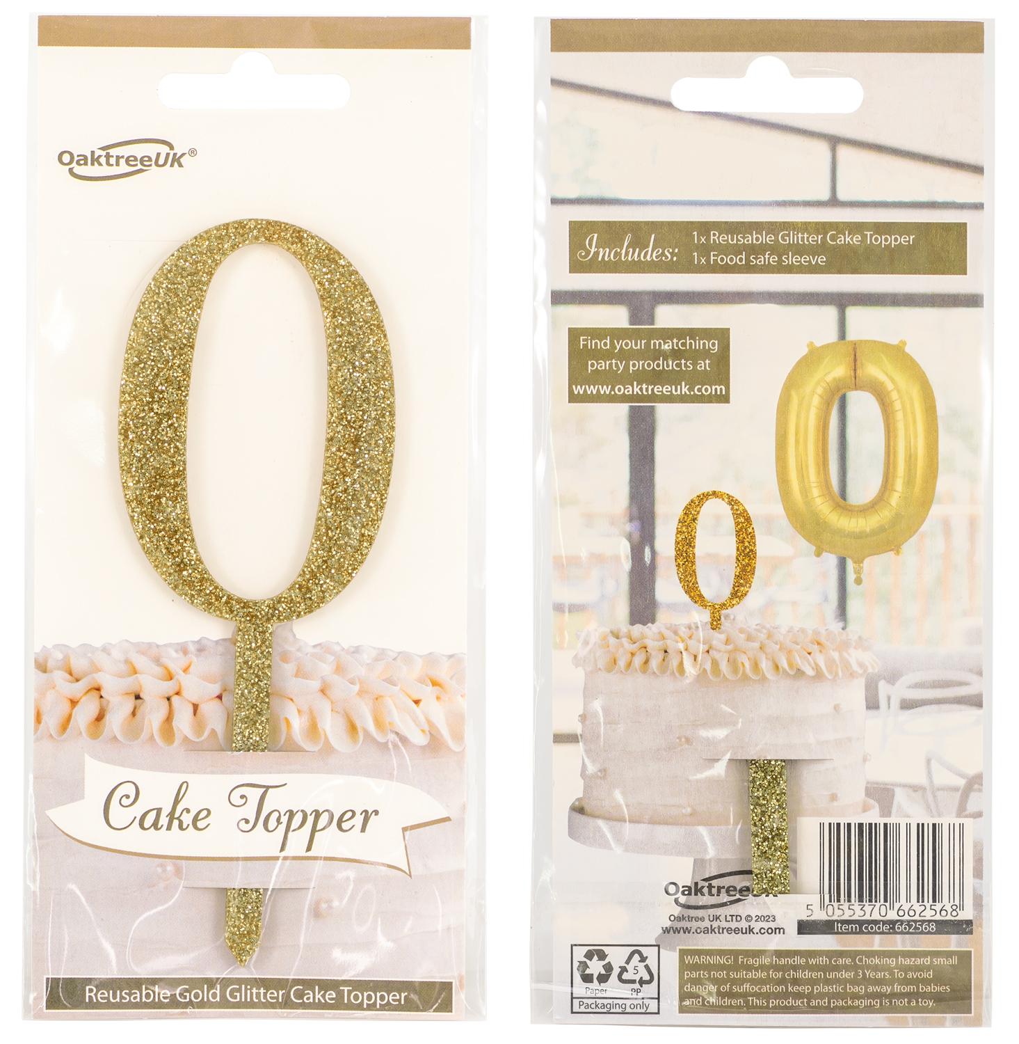 Acrylic Sparkling Fizz Gold Cake Topper No.0 H150mm x W51.5mm