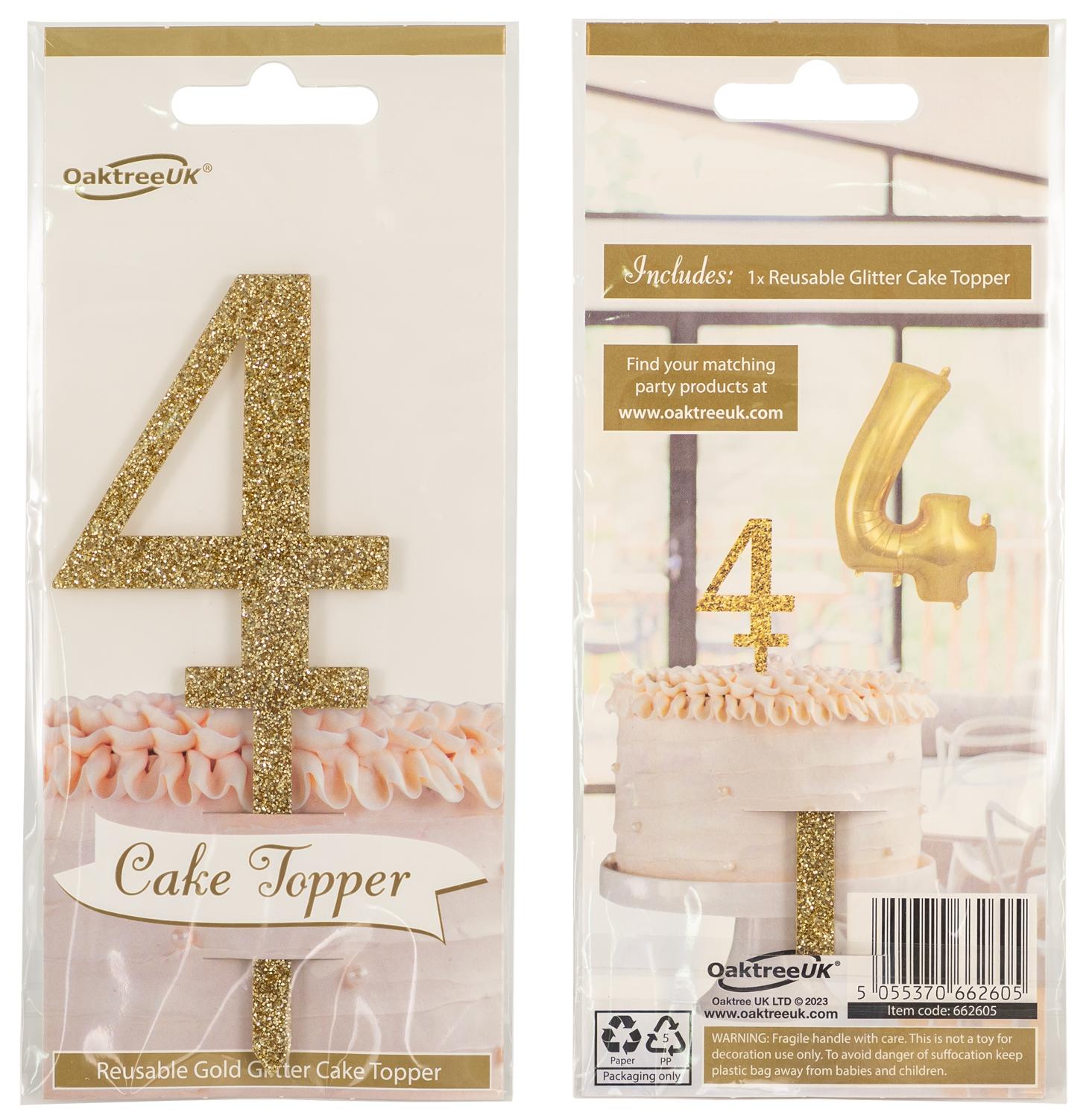 Acrylic Sparkling Fizz Gold Cake Topper No.4 H150mm x W58.5mm
