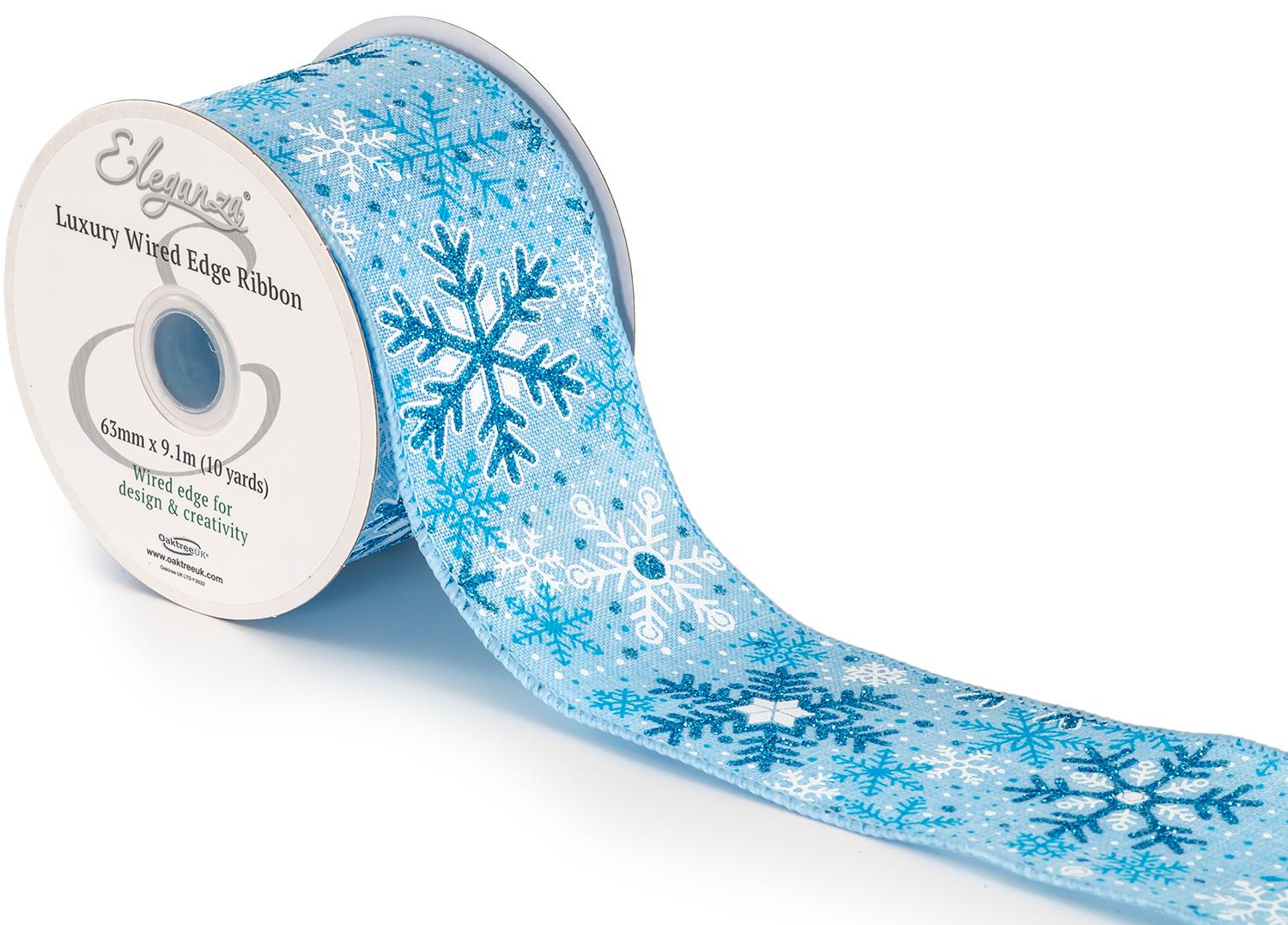 Eleganza Wired Edge Christmas Glitter Snowflake No.425 63mm x 9.1m