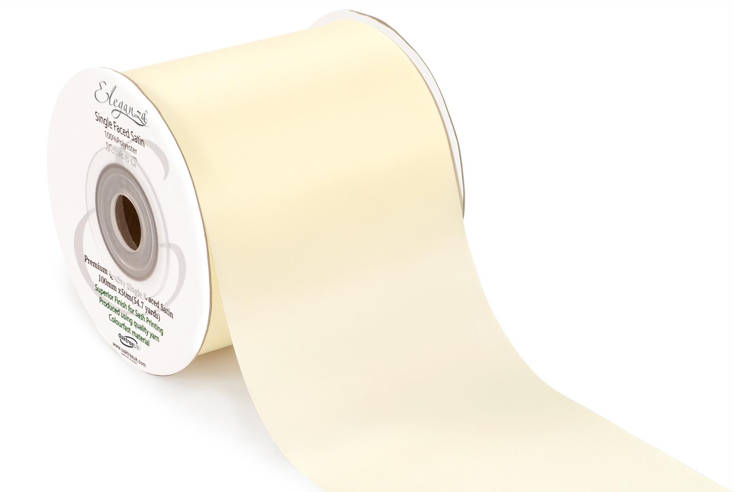 Eleganza Single Faced Sash Ribbon 100mm x 50m Ivory No.61