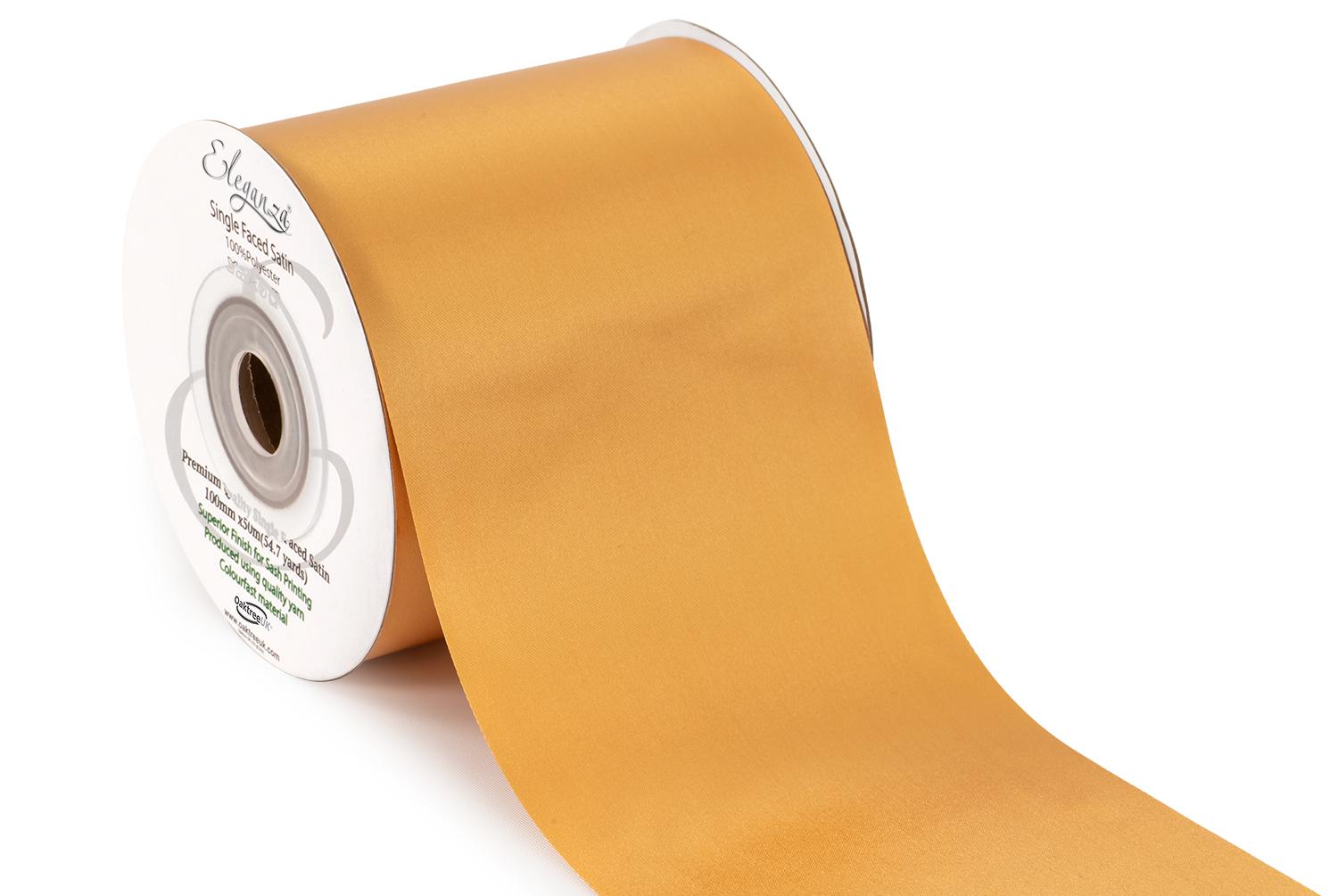 Eleganza Single Faced Sash Ribbon 100mm x 50m Gold No.65 - Eleganza
