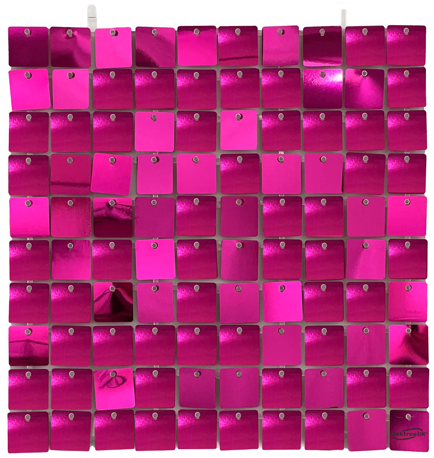 Sequin Wall Panel 30cm x 30cm Metallic Fuchsia Pink (100 Squares)