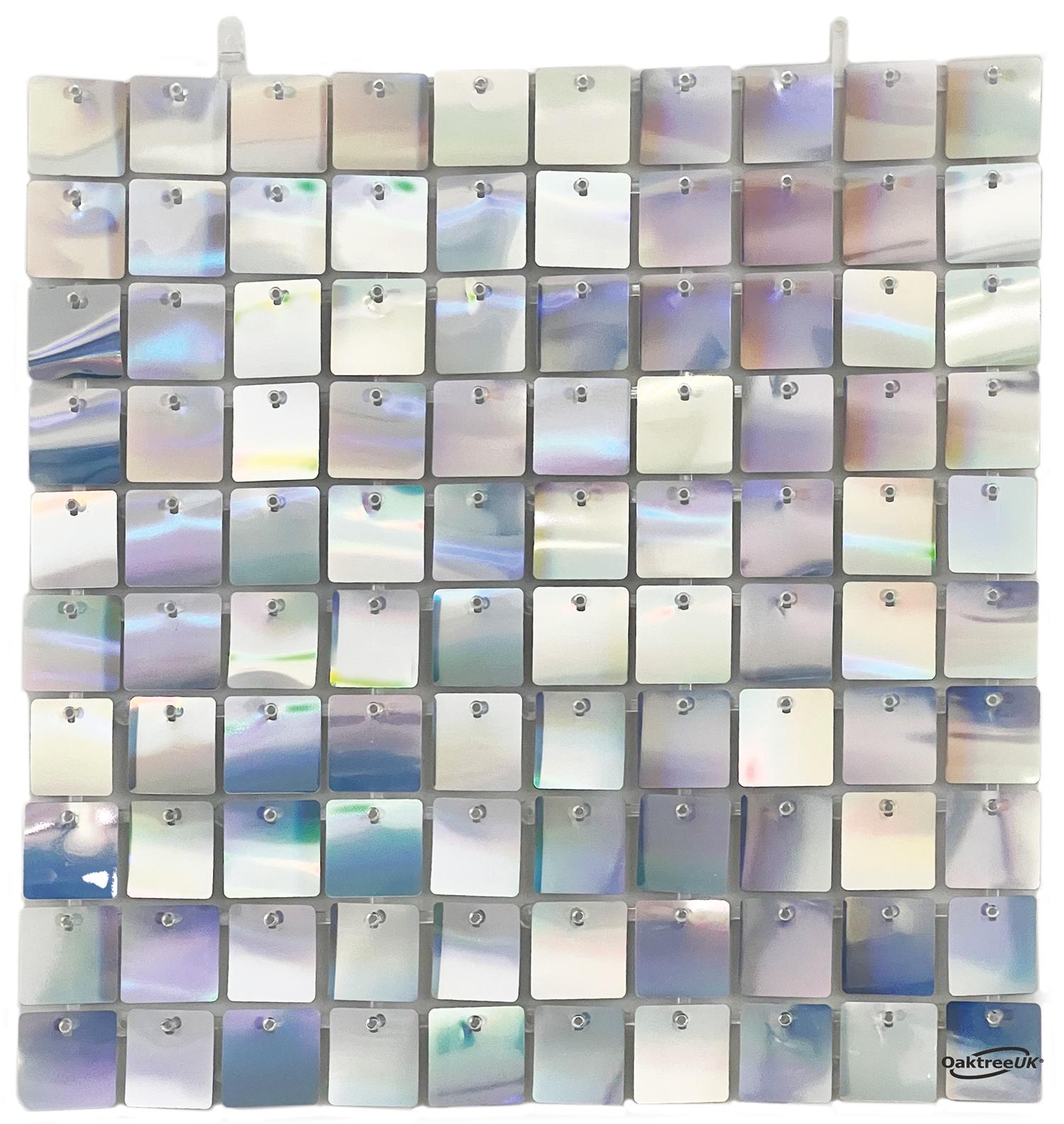 Sequin Wall Panel 30cm x 30cm Iridescent Silver (100 Squares)
