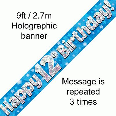 12th Birthday Blue - Pink & Blue Age Range Banners - Banners & Bunting