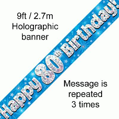80th Birthday Blue - Pink & Blue Age Range Banners - Banners & Bunting